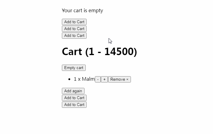 A sample React shopping cart web app with custom hooks