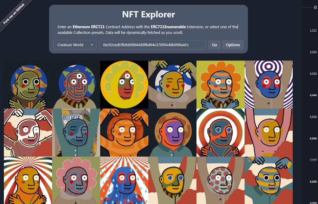Visualize ERC721 NFT Collections directly from the blockchain