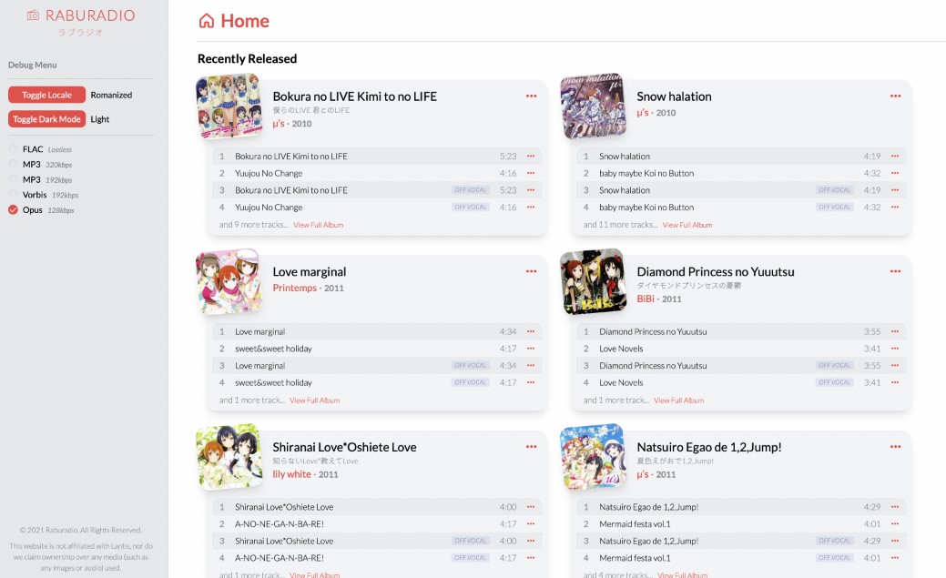 Raburadio Music Website Built With React And Tailwind CSS