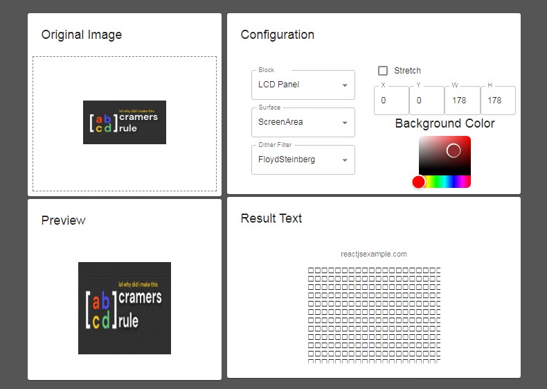 Space Engineers LCD Image Generator using ReactJS Space Engineers LCD Image Generator using ReactJS
