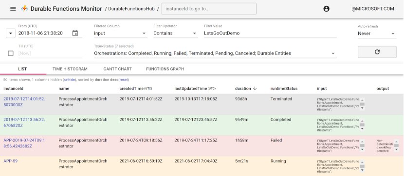A monitoring/debugging UI tool for Azure Durable Functions A monitoring/debugging UI tool for Azure Durable Functions