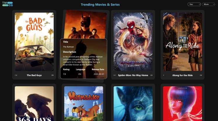A React Trending Movie Browser
