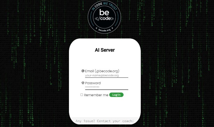 Interface for BeCode Artificial intelligence class Machine learning tool