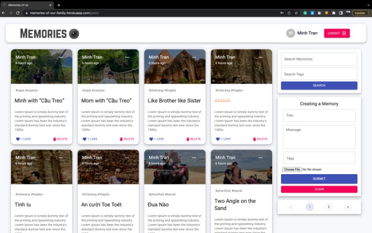 Memories Applciation Built with MERN