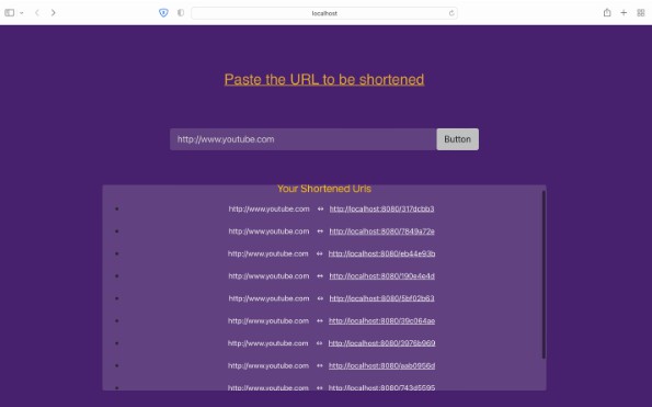 Ur Shortener using the Spring Boot and ReactJS
