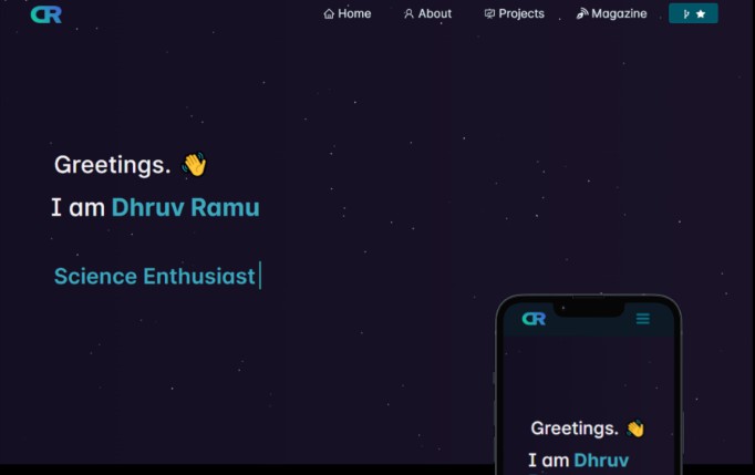 Dhruv Ramu's Portfolio website made with React