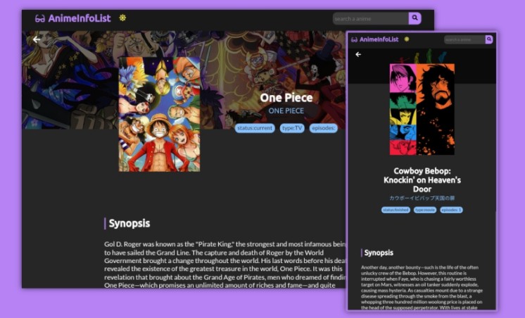 Anime Info List with React.js