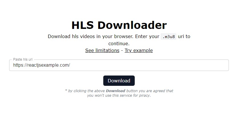 Download HLS videos directly from your browser, Built using React