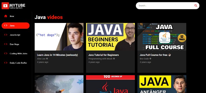 Simple web application that allows users to search for videos on YouTube
