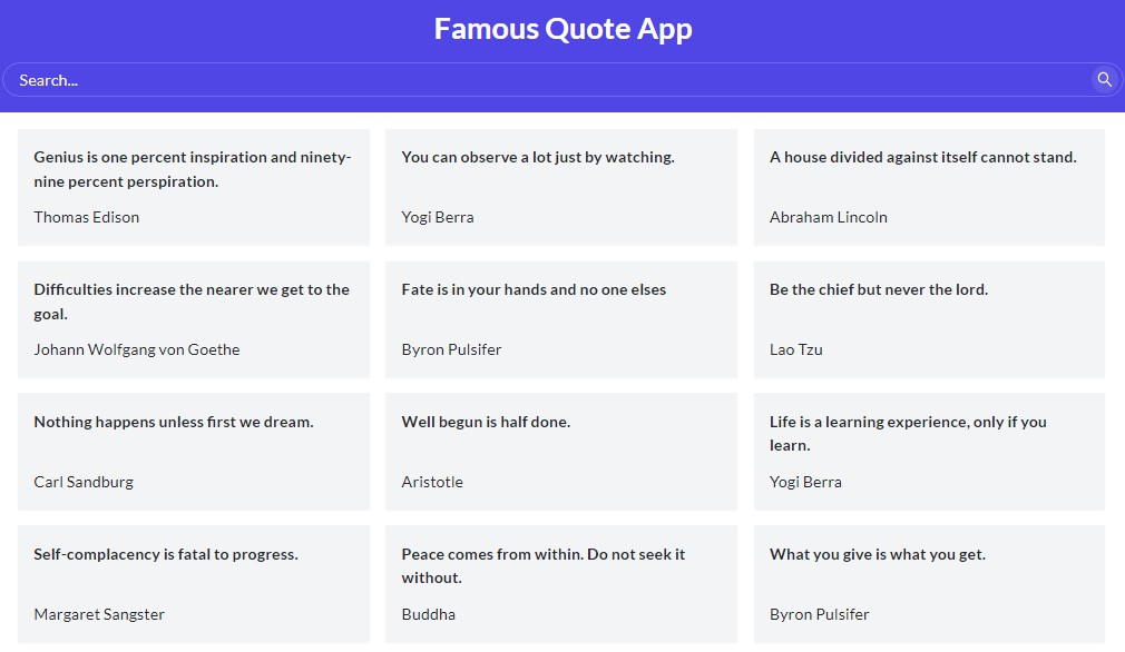 Famous Quotes App Built with React